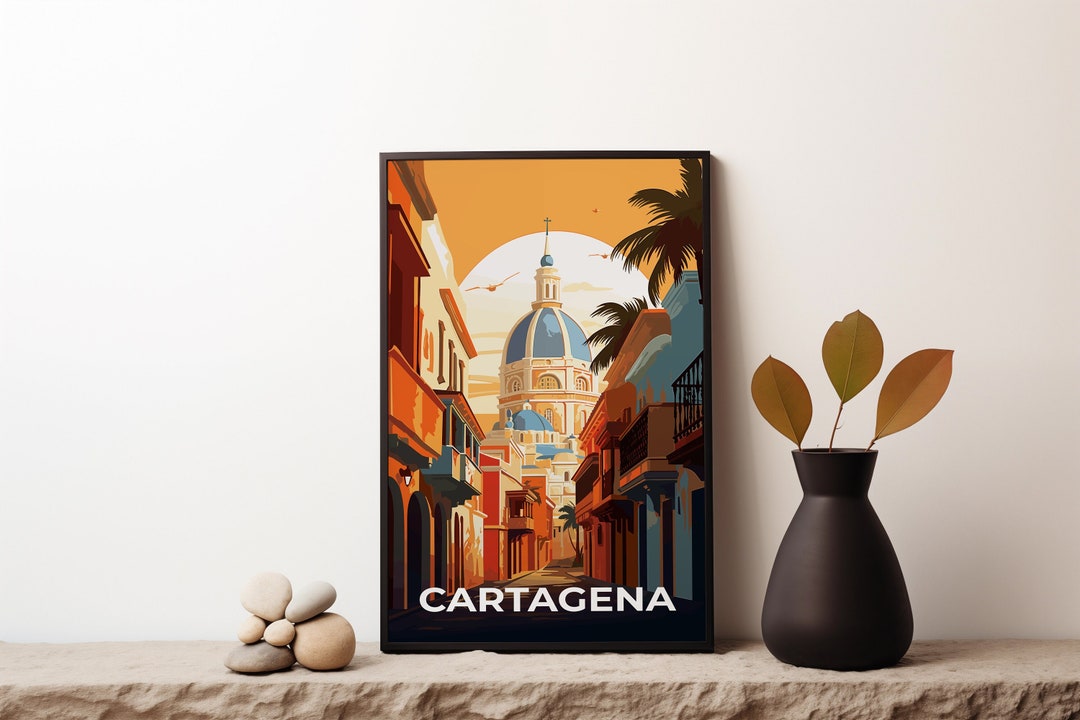 Cartagena Poster, Cartagena Travel Gift, Cartagena Painting, Cartagena ...