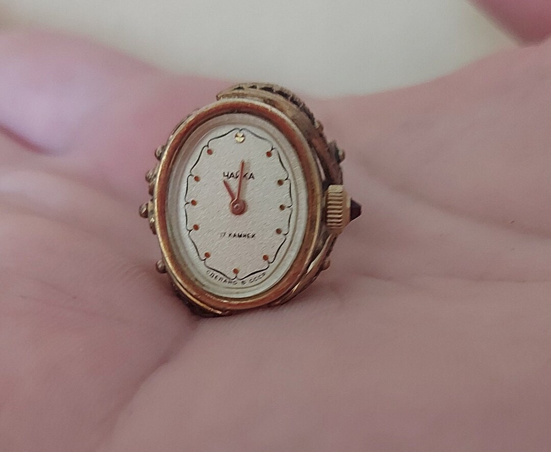 Gilded CHAYKA Signet Vintage Lovely USSR Soviet Mechanical Openwork ...