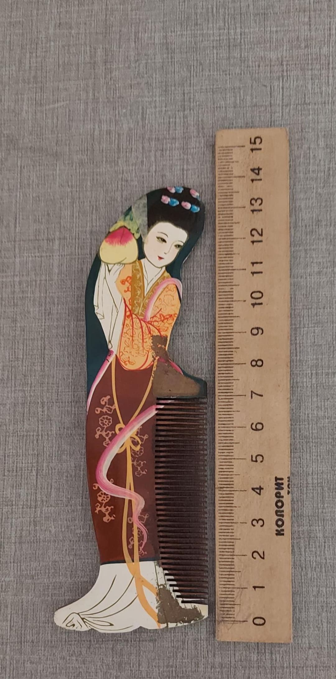 Geisha Wood Hair Comb, Geisha Girl Comb, Japan Geisha Folk Art ...