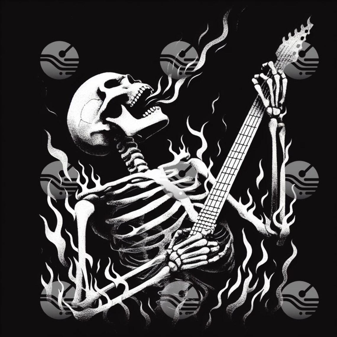 Bones Rocking Hard Bundle, Skeleton Metal, Black-and-white Skeleton SVG ...