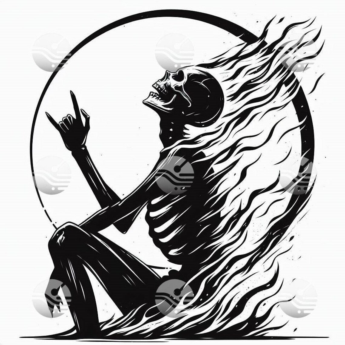 Bones Rocking Hard Bundle, Skeleton Metal, Black-and-white Skeleton SVG ...