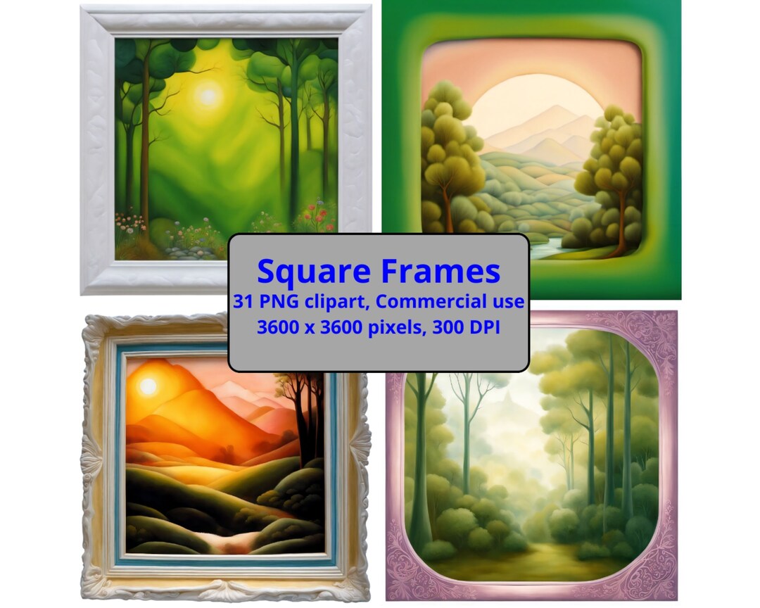 Square Frame Digital Illustrations - Frame Clipart - Landscape Frames ...