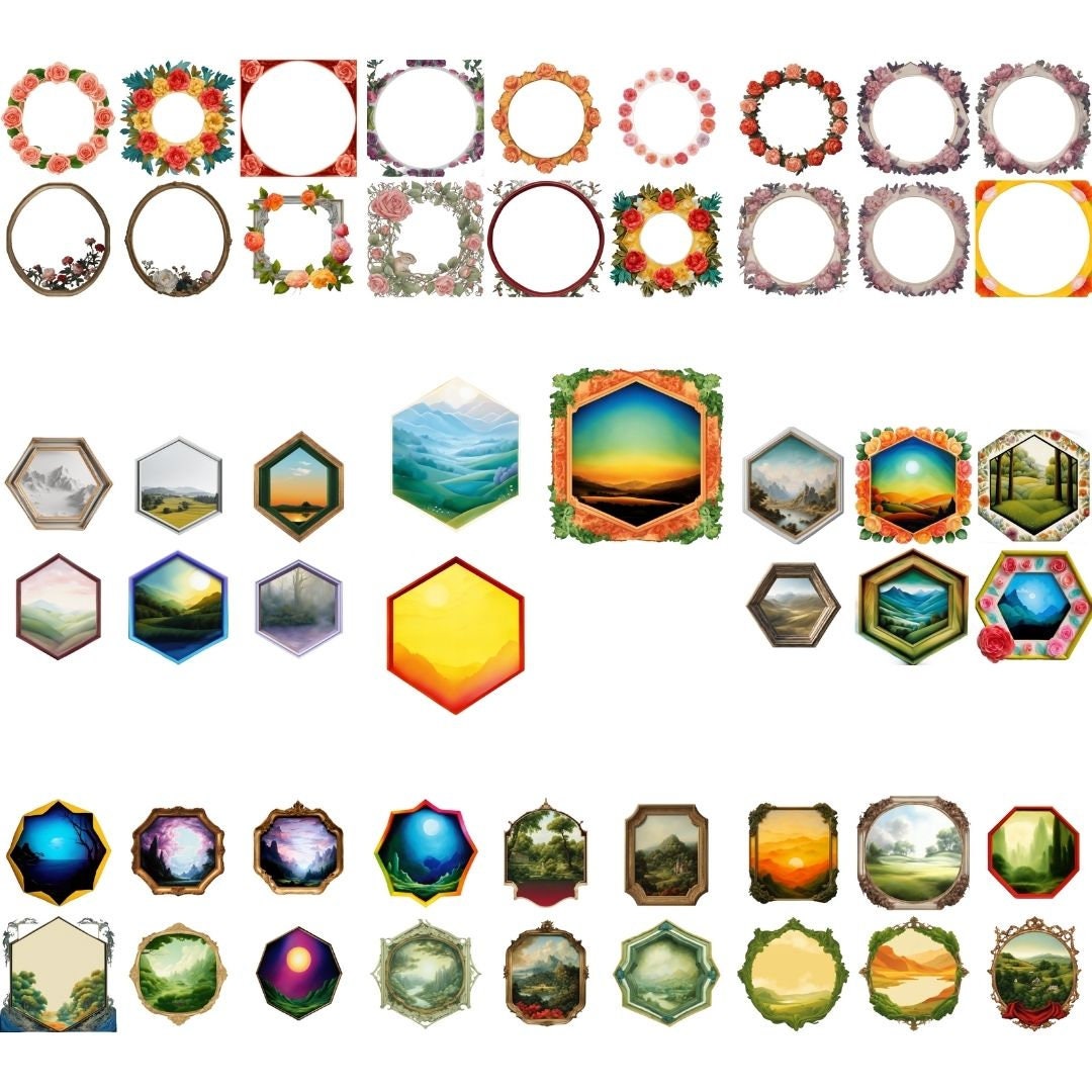 Mega Bundle All Frames Clipart Digital Illustration Images Painting Art ...