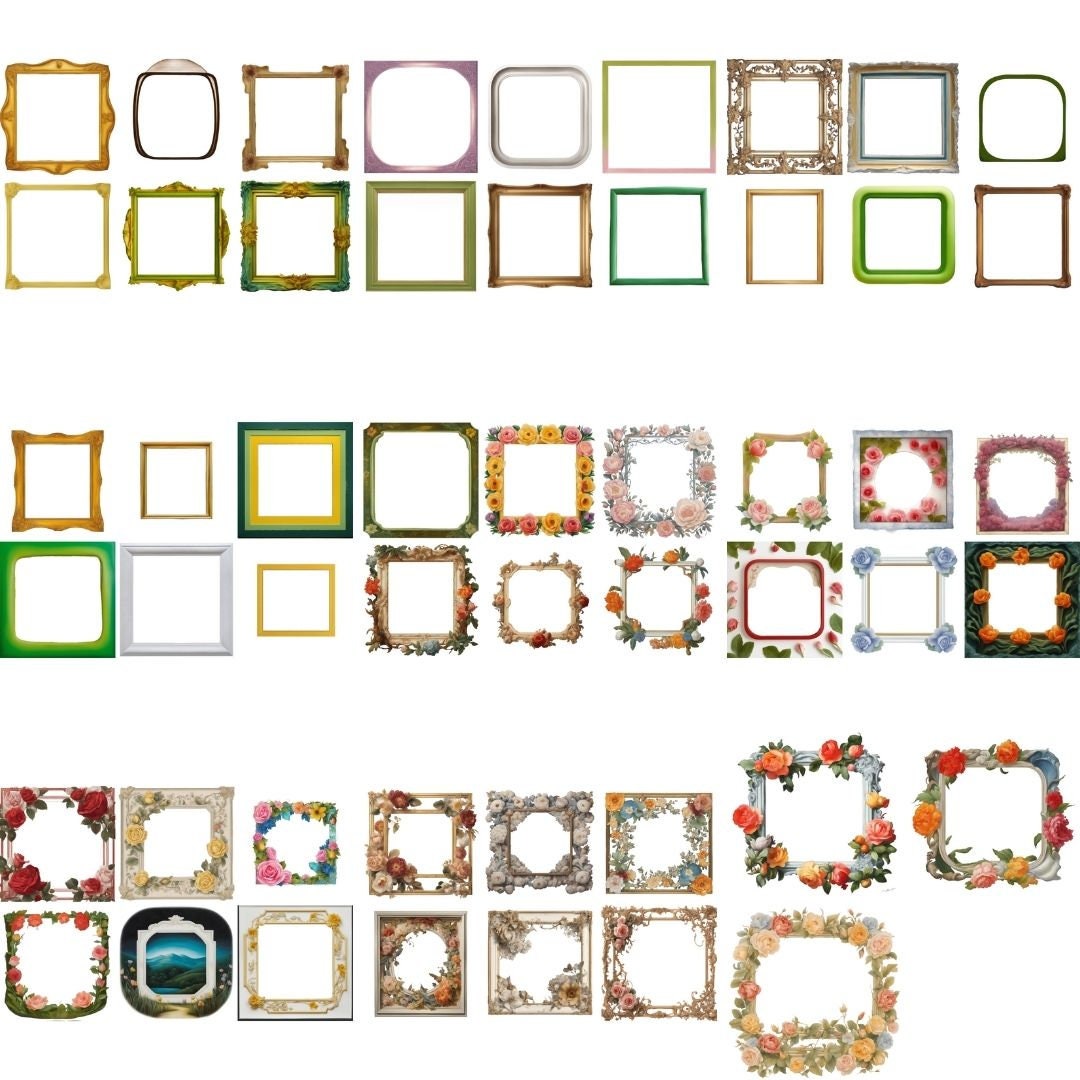 Mega Bundle All Frames Clipart Digital Illustration Images Painting Art ...