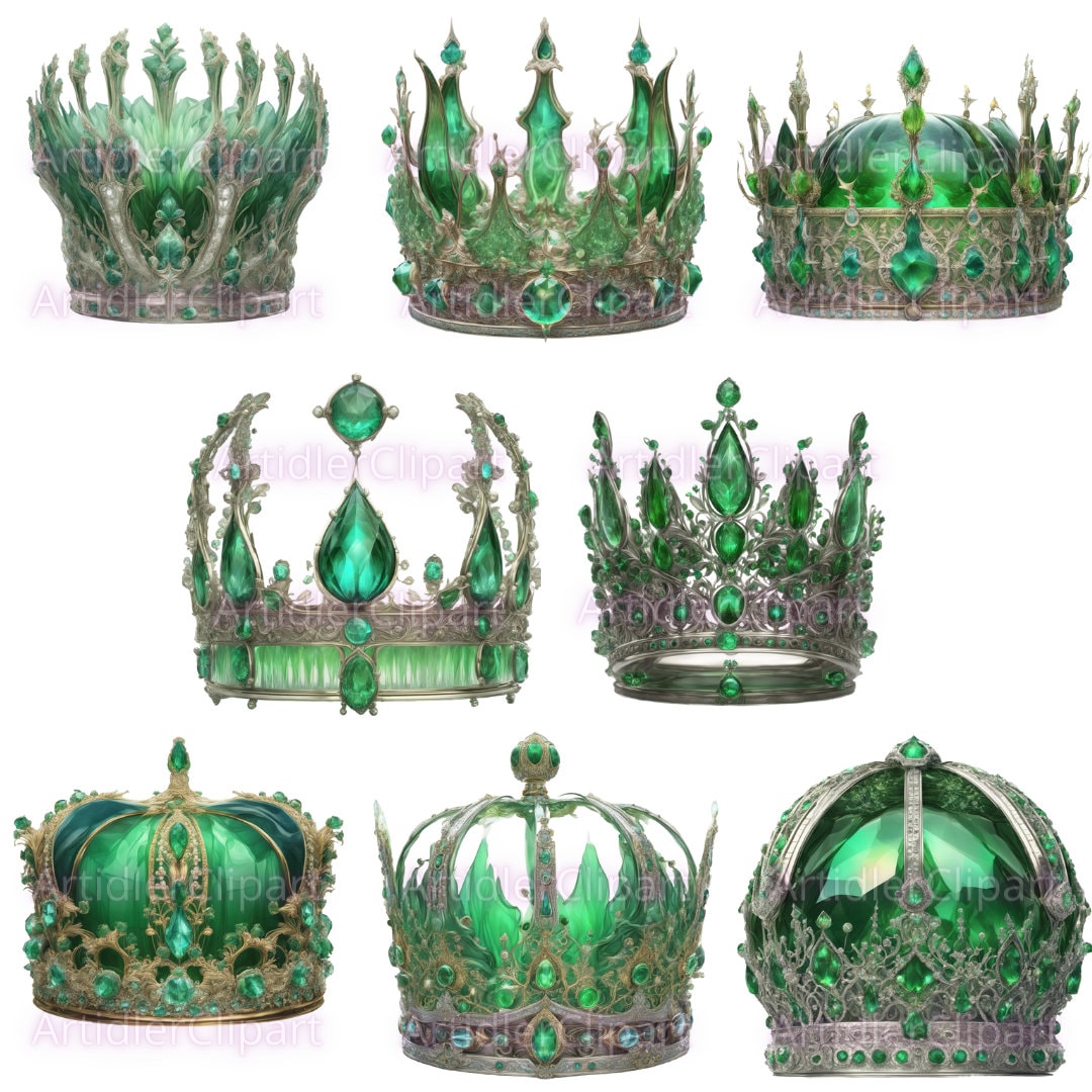 Green Royal Crowns King Queen Clipart Bundle Commercial Use Digital ...