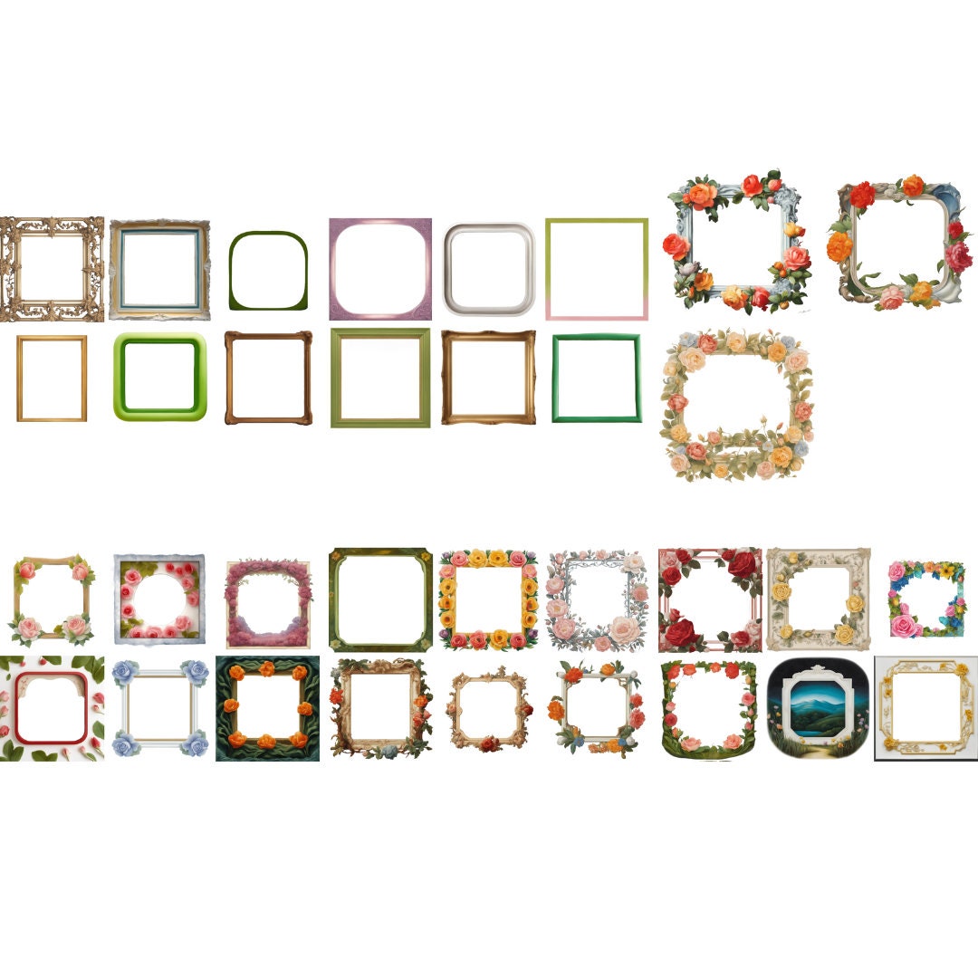 Big Bundle Ornamental Square Frames Clipart Bundle 99 PNG Frames Bundle ...