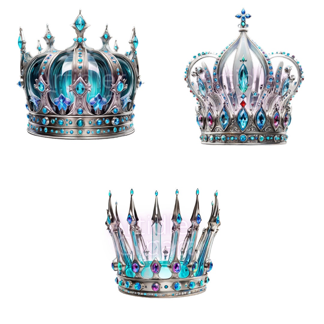 Silver Royal Crowns King Queen Clipart Bundle Commercial Use Digital ...