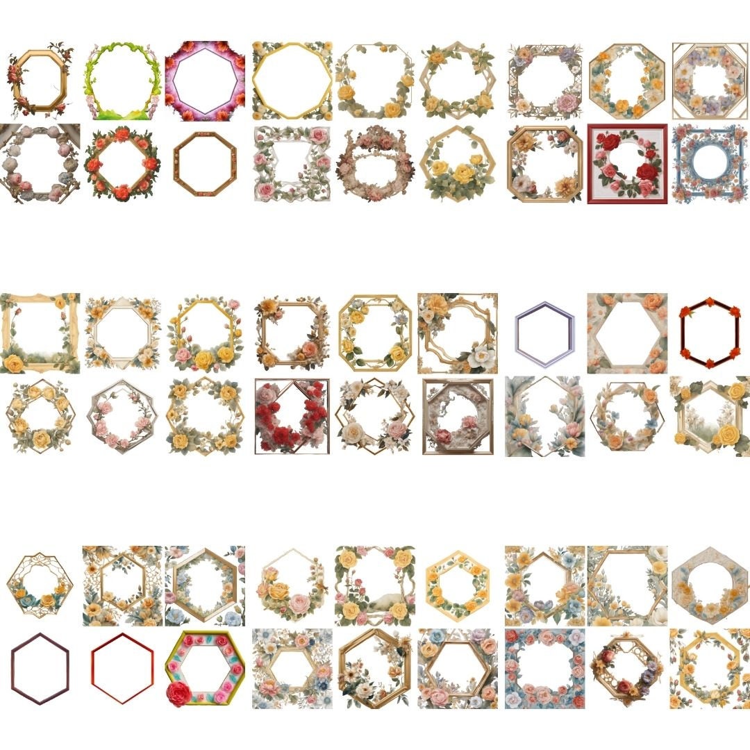 Mega Bundle All Frames Clipart Digital Illustration Images Painting Art ...