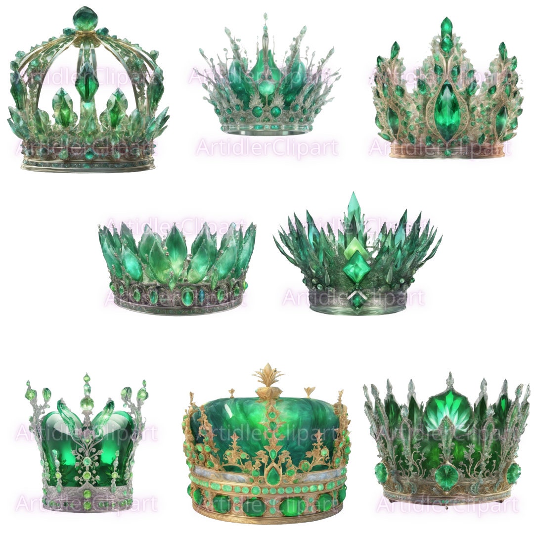 Green Royal Crowns King Queen Clipart Bundle Commercial Use Digital ...
