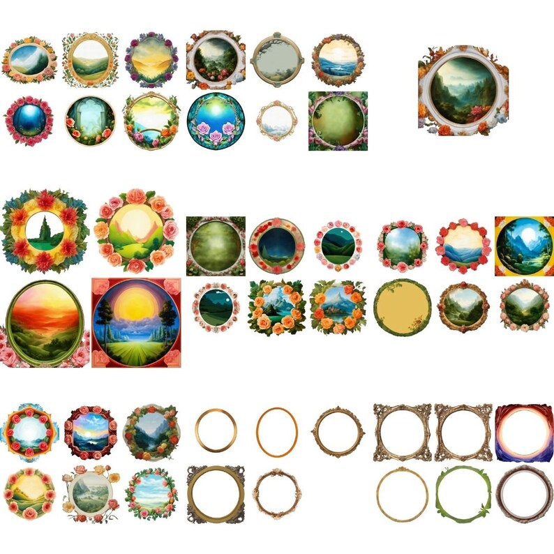 Mega Bundle All Frames Clipart Digital Illustration Images Painting Art ...