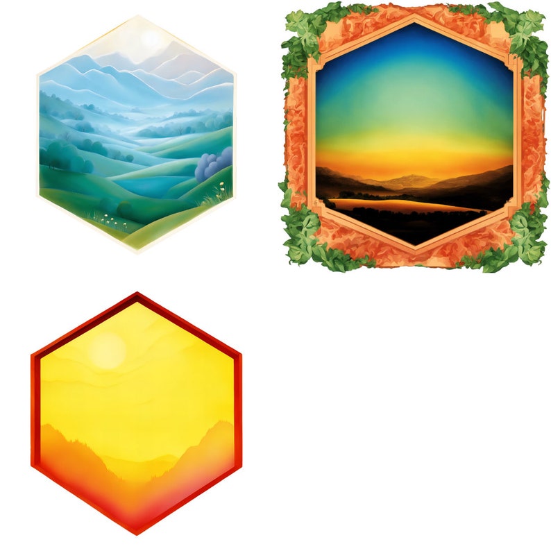 Hexagonal Frames Clipart Digital Illustration Images Painting Art ...
