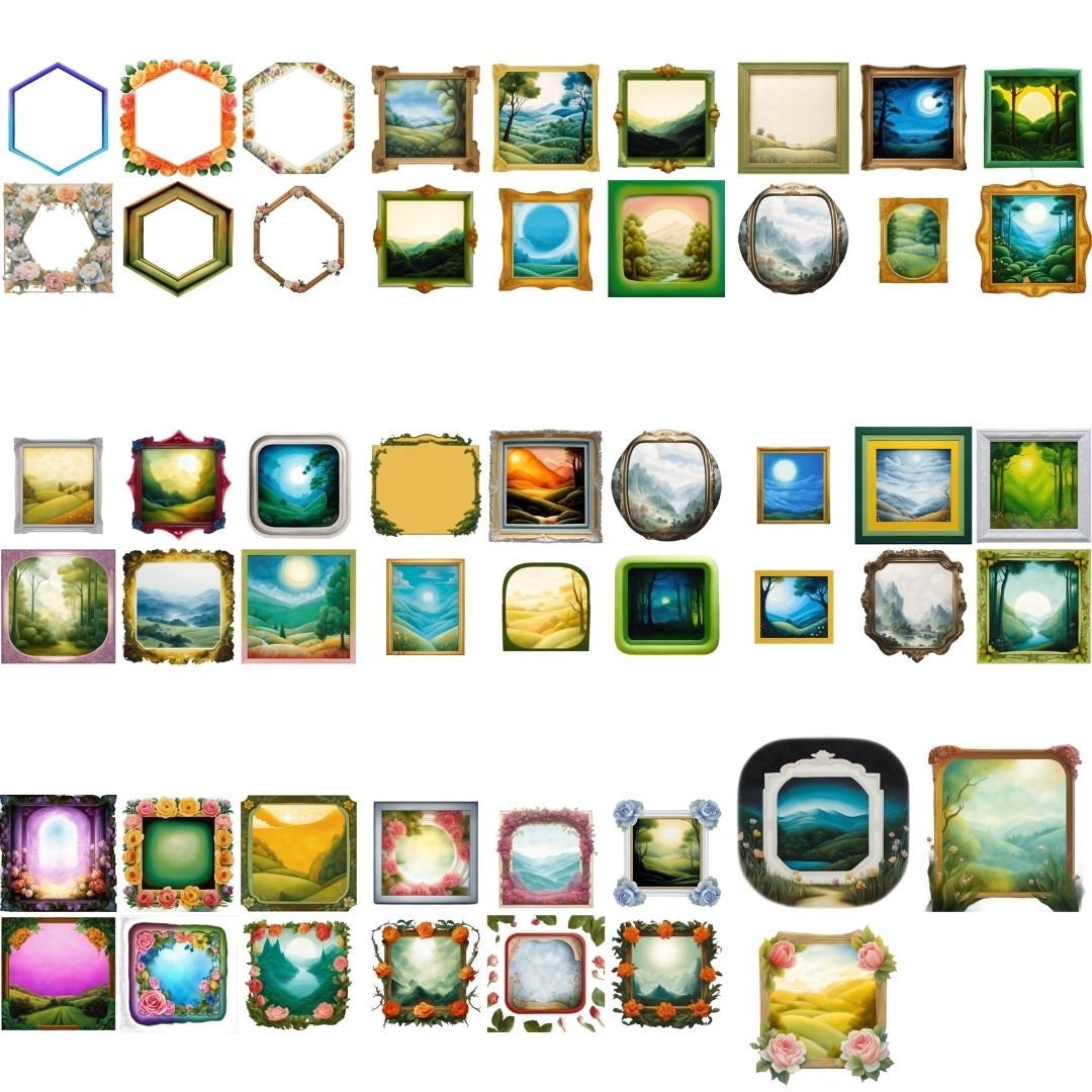 Mega Bundle All Frames Clipart Digital Illustration Images Painting Art ...