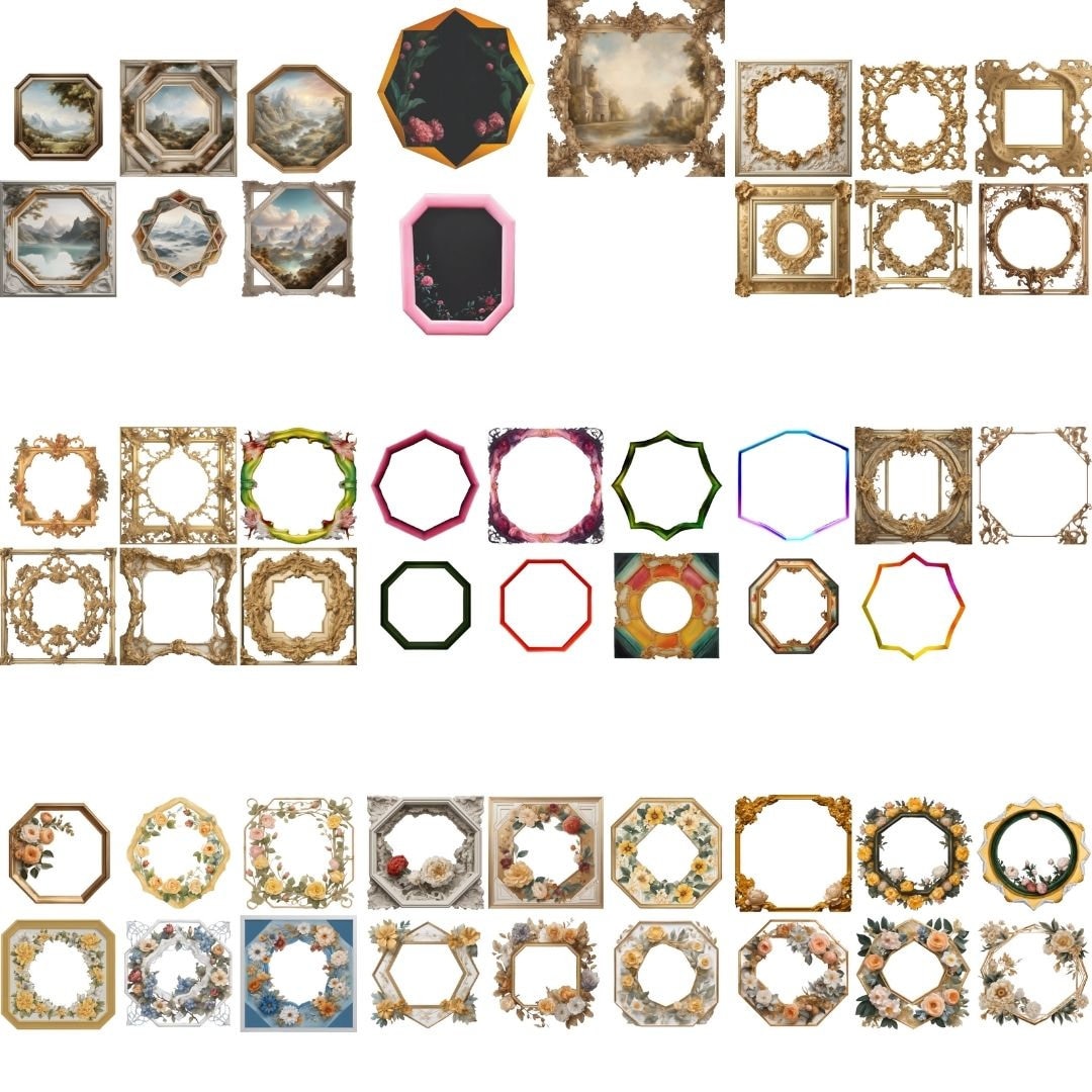 Mega Bundle All Frames Clipart Digital Illustration Images Painting Art ...