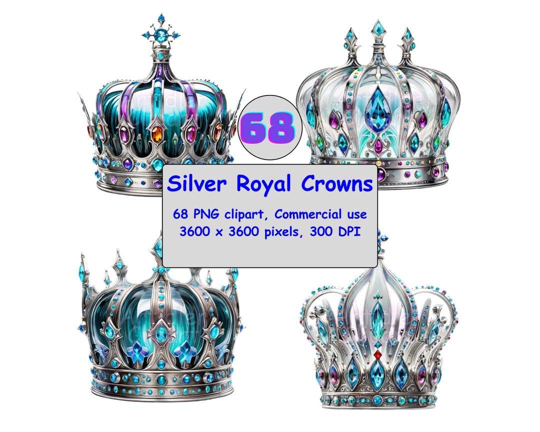 KINGS CROWNS CLIPART - Silver Crystal Crown, Crowns for Royals Png ...