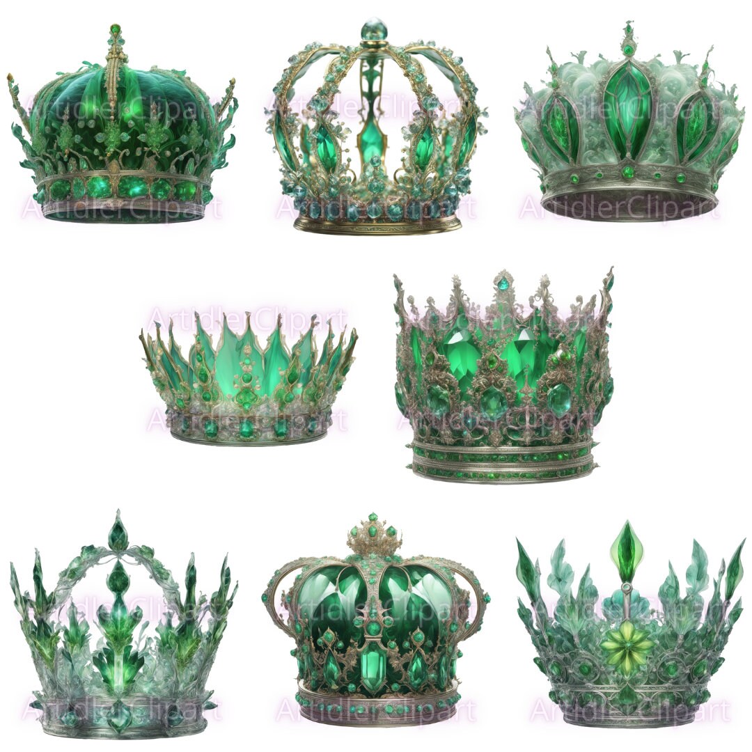 Green Royal Crowns King Queen Clipart Bundle Commercial Use Digital ...
