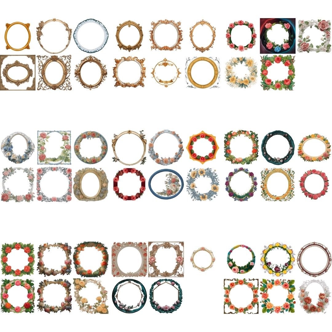 Mega Bundle All Frames Clipart Digital Illustration Images Painting Art ...