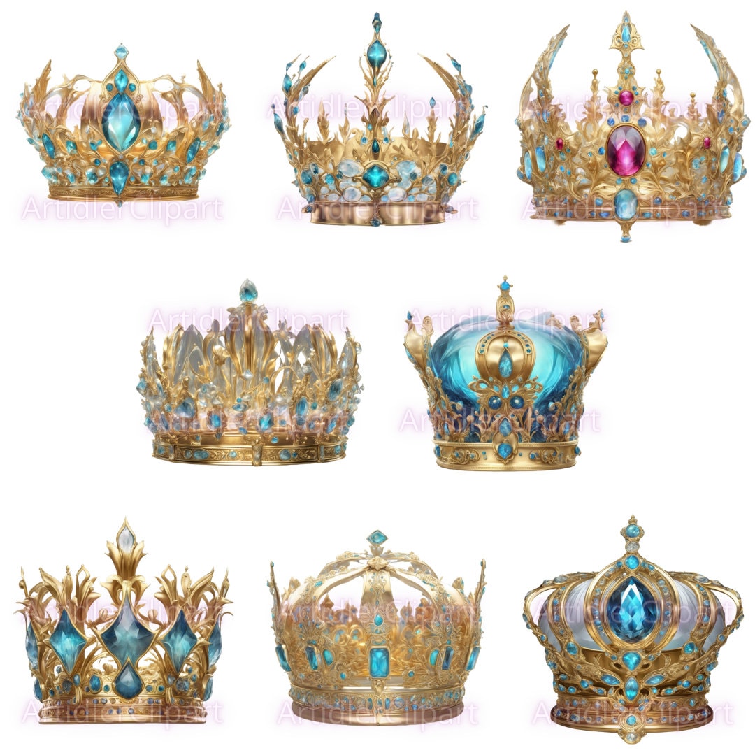 KINGS CROWNS CLIPART Gold Crystal Crown, Crowns for Royals Png, Bundle ...