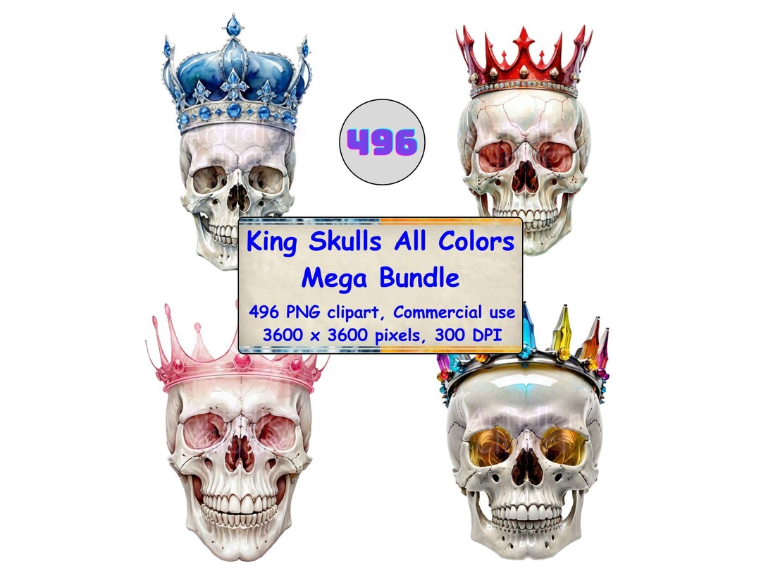 Mega Bundle CROWNS SKULL CLIPART - Forehead Crown Skull Clip Art ...