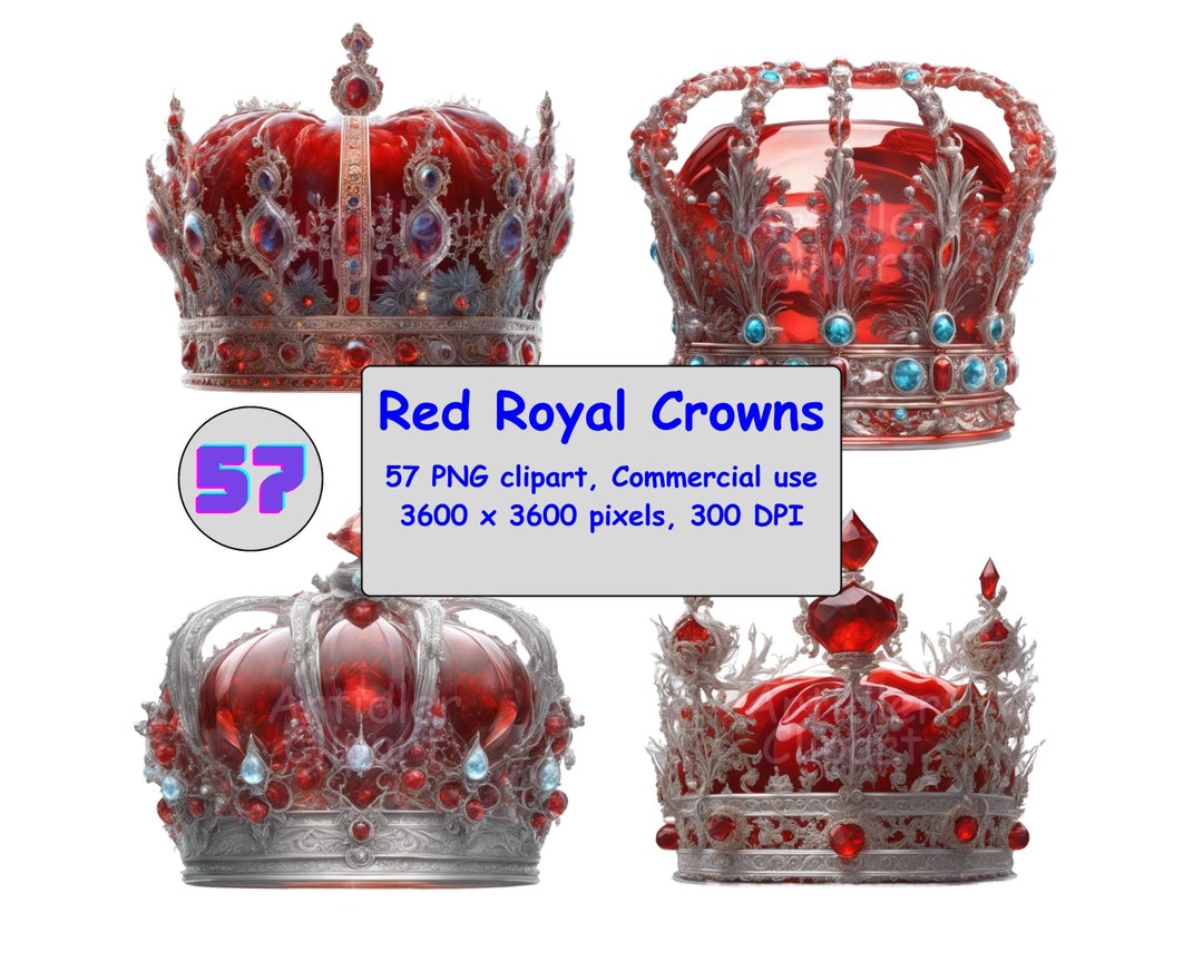 KINGS CROWNS CLIPART - Red Crystal Crown, Crowns for Royals Png, Bundle ...
