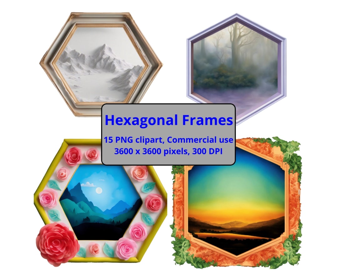 Hexagonal Frames Clipart Digital Illustration Images Painting Art ...