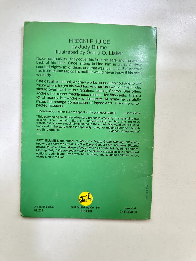 Freckle Juice by Judy Blume Vintage Children's Book Paperback Printing ...