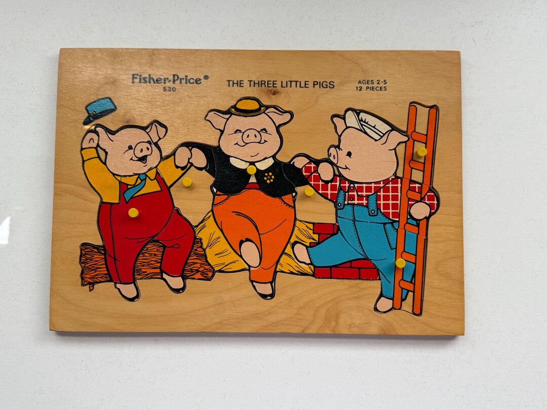Vintage Fisher Price Wooden Three Little Pigs Puzzle 1982 - Etsy