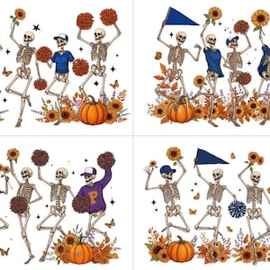 Team Spirit Skeleton Cheer Squad – Fall PNG Bundle of 18, Skeleton Team ...