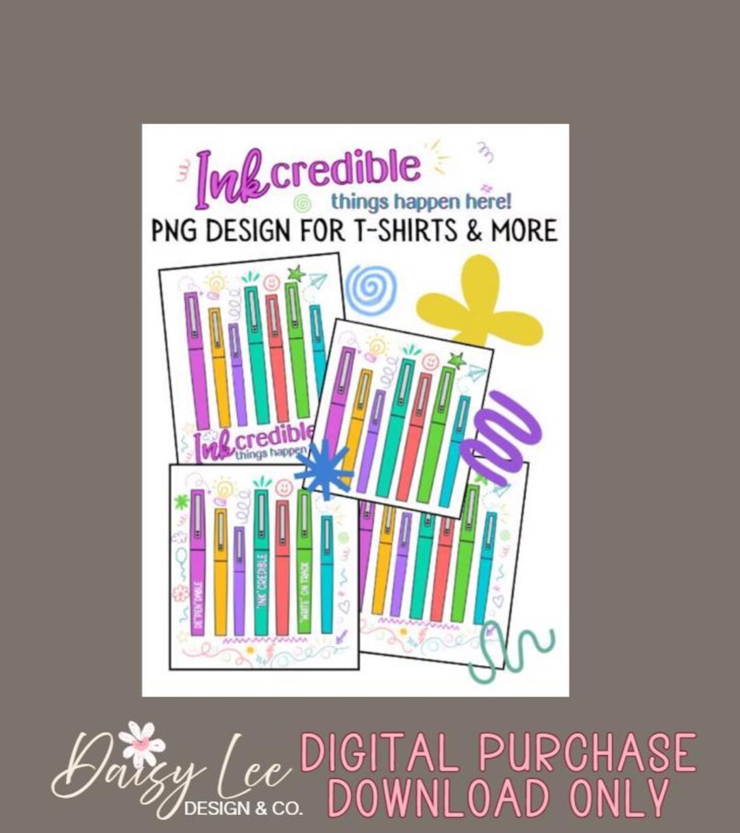 DIGITAL: Ink-credible Pen PNG Bundle- Printable Appreciation Designs ...