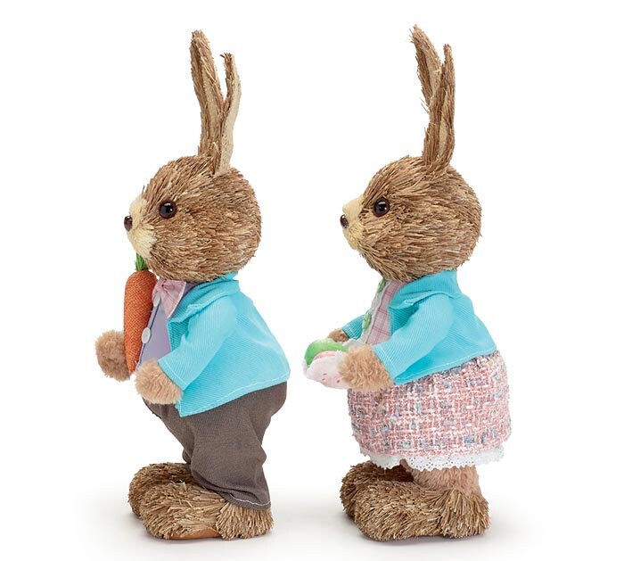 Elegant Sisal Easter Bunny Couple Dapper Boy and Lovely Girl in ...