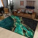 Emerald Green Rug, Marble Deoor, Gold Marble Rug, Area Rug, Abstract ...