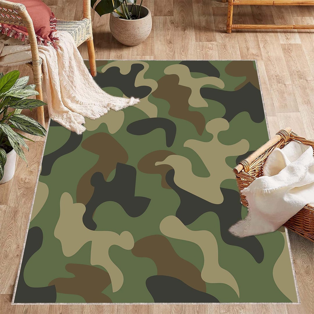 Camouflage Area Rug, Camo Rug, Army Home Decor, Soldier Home Rug ...