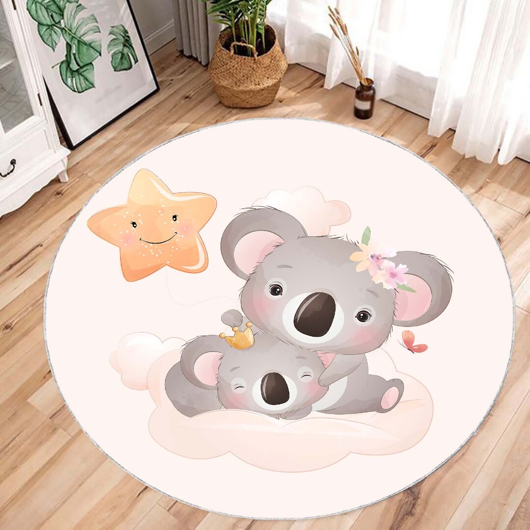 Cute Little Koala Rug, Koala Pattern Rug, for Kids Room Rug, Nursery ...