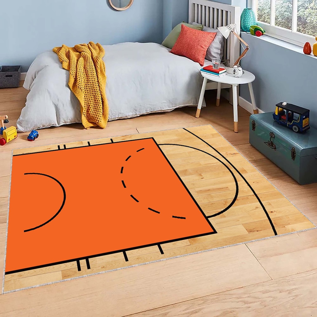 Realistic Basketball Court Rug, Game Room Rug, Children Play Time ...