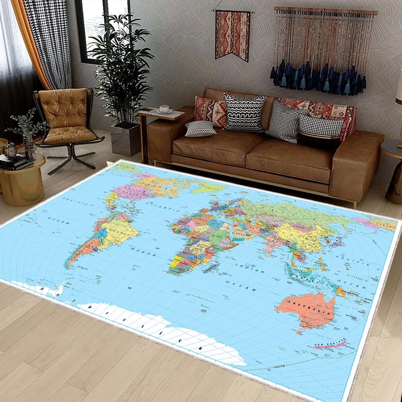 World Map Rug - Etsy