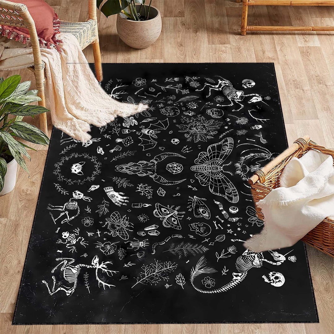 Gothic Rug, Witch Rug, Baphomet Goat Pentagram, Gothic Rug, Bat Rug ...