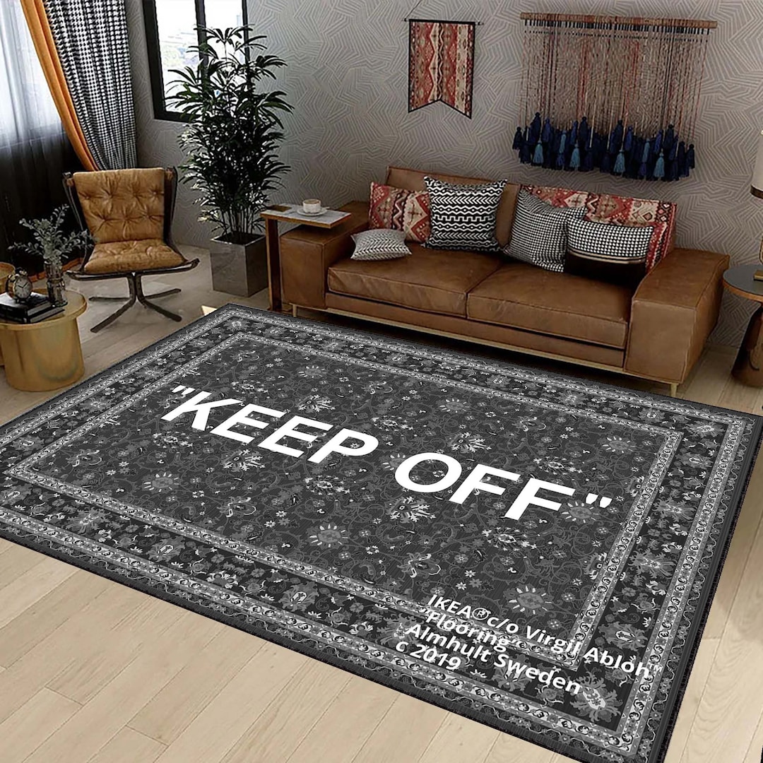 Keep off Rug, Keep off Decor, Black Gray Rug, Art Rug, Keep off Pattern ...