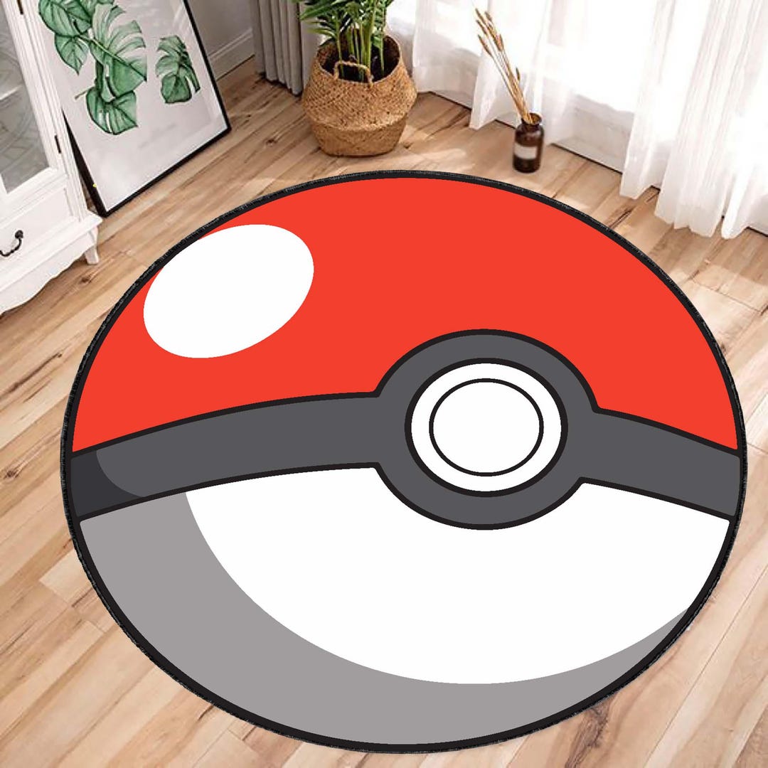 Pokeball, Pokeball Rug, Anime Rug, Anime Round Rug, Pokeball Anime Rug ...