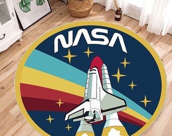 Nasa Carpet, Nasa Rocket Rug, Kids Room Rug, Round Space Theme Carpet ...