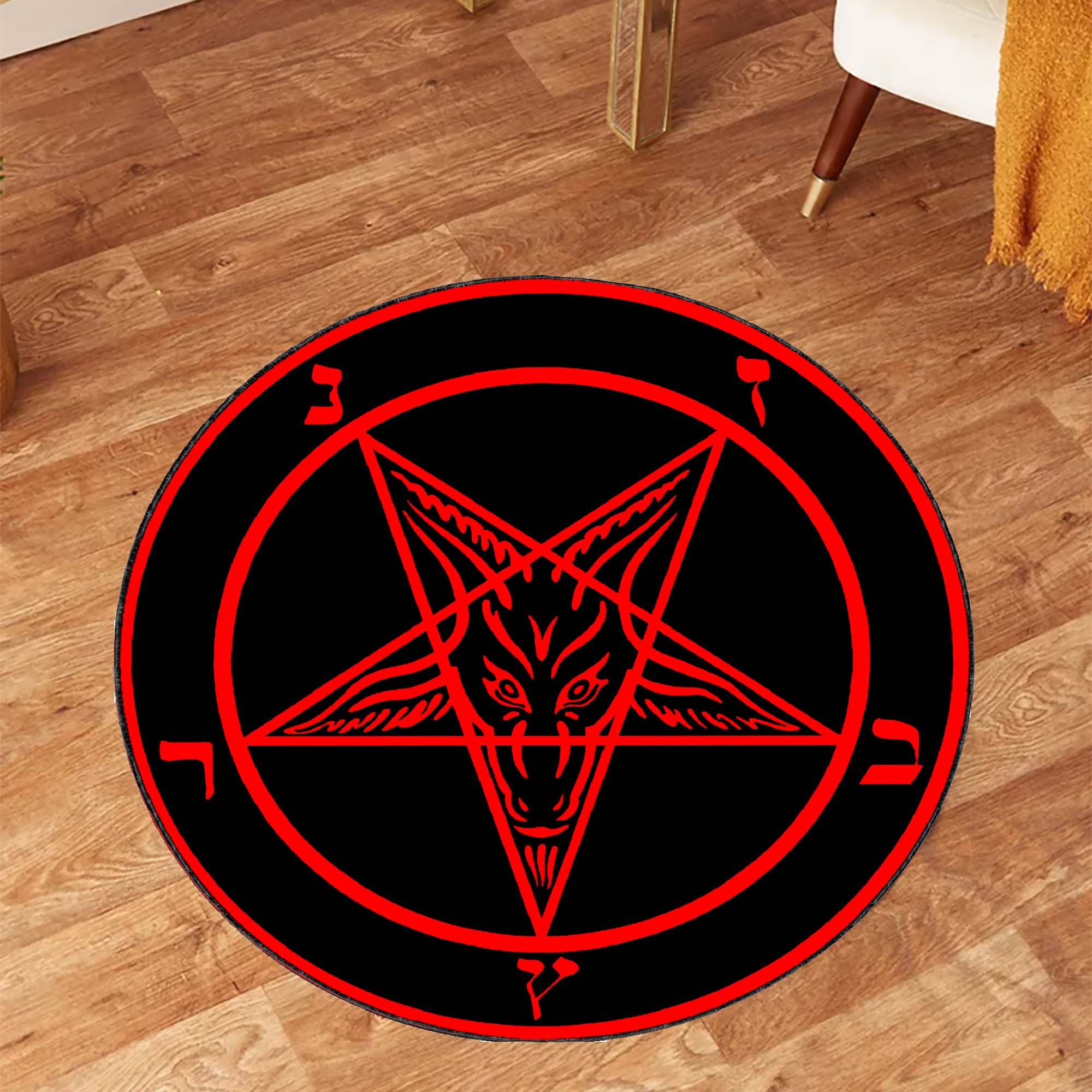 Simple Pentagram Magic Rug, Round Rug, Satan Round Carpet, Satanic ...
