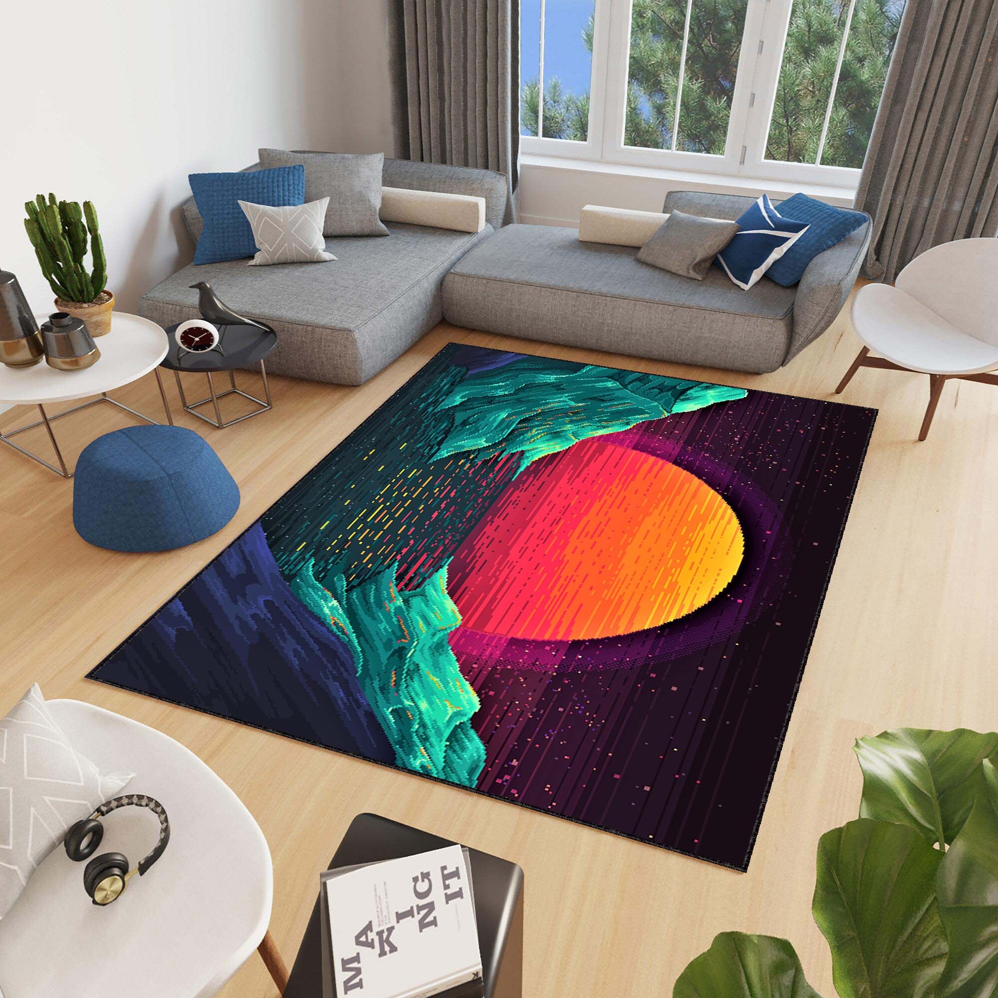 Retro Wave Synthwave Sun Rug Retrowave Sunset Retrowave - Etsy