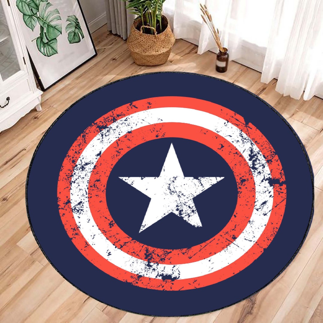 America Shild Round Rug, America Flag, Round Rug, Round Carpet, Kids ...