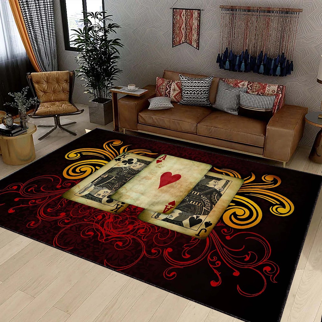 Playing Card Rug, Cards Casino Party Rug, Poker Game, Playing Cards ...