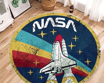 Nasa Carpet, Nasa Rocket Rug, Kids Room Rug, Round Space Theme Carpet ...