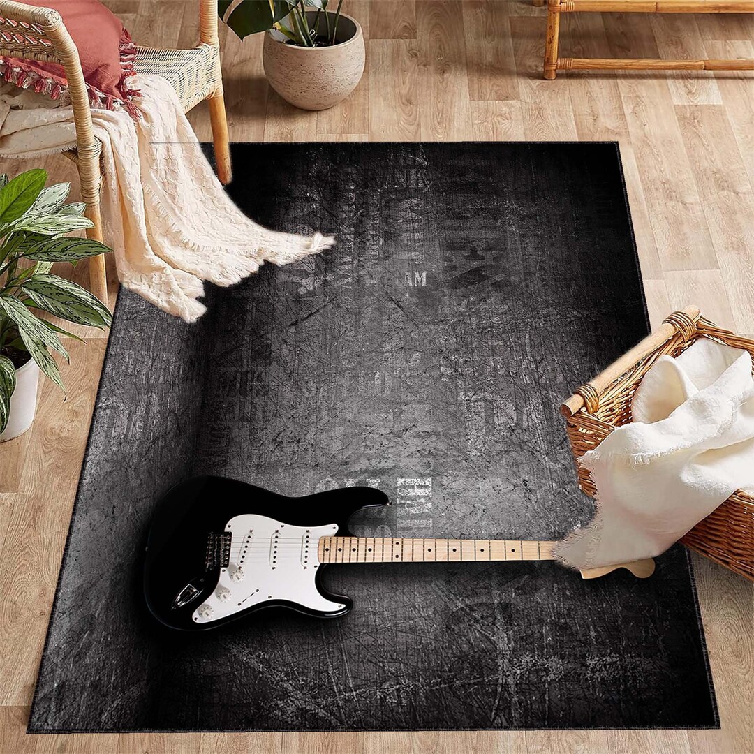 Guitar, Guitar Rug, Rock Guitar Rug, Music Rug, Music Room Rug, Retro ...