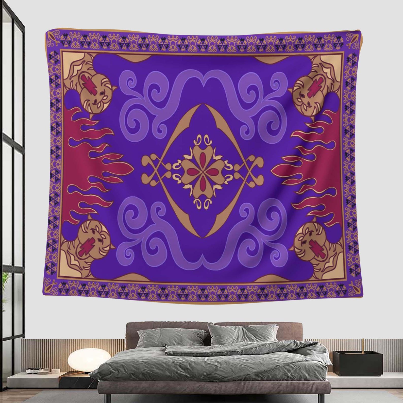 Aladdin Magic Carpet, Arabian Nights Tapestry, Mystical Wall Hanging ...