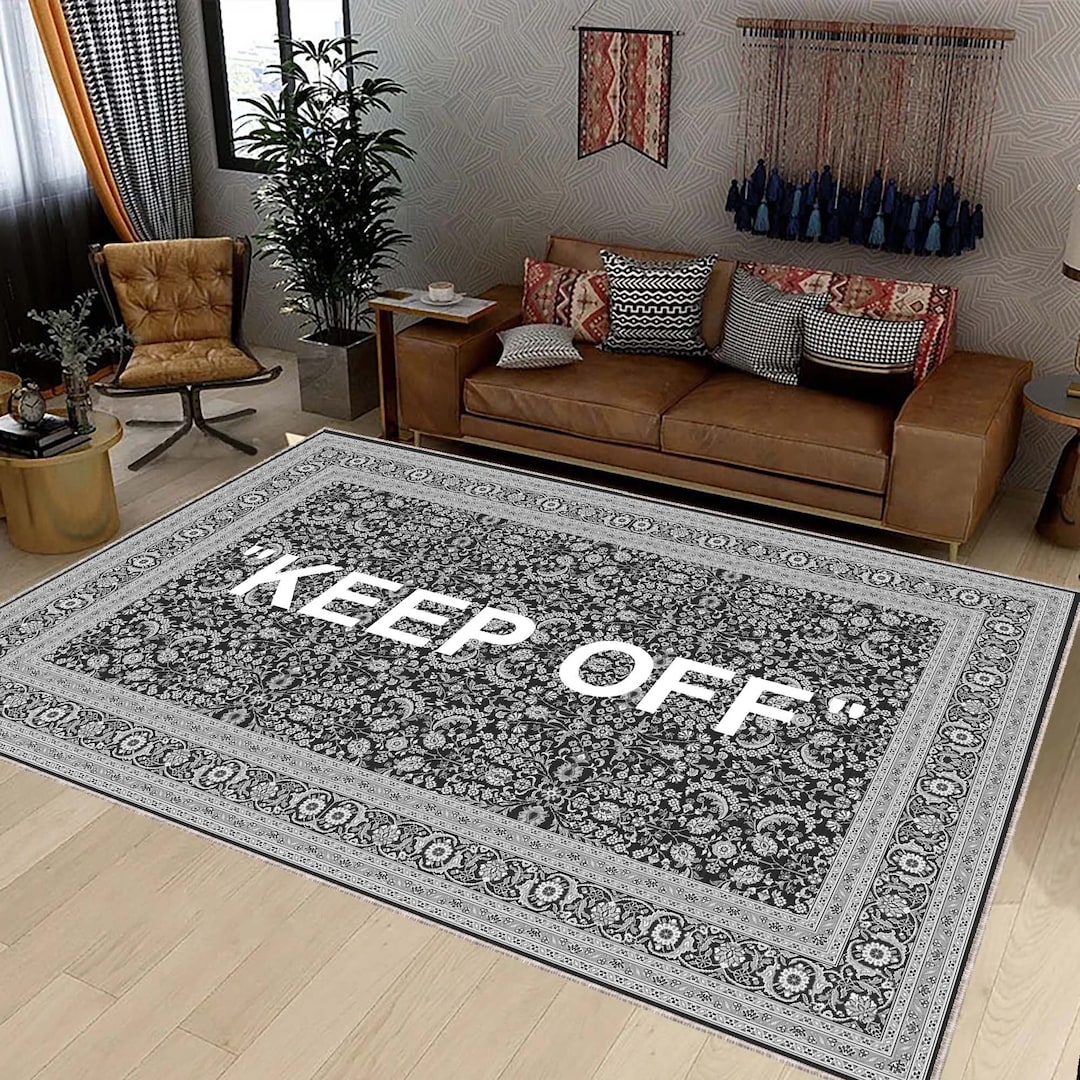 Keep off Rug, Black and White Keep Off, Keep off Decor Rug, Modern Art ...