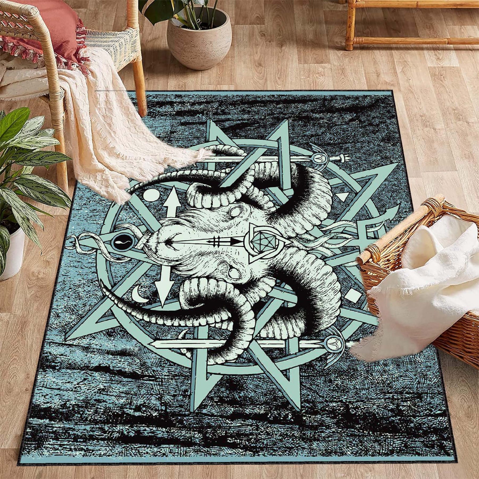 Satanic Demon Rugs, Satanic Rug, Luxury Rug, Sigil of Baphomet ...