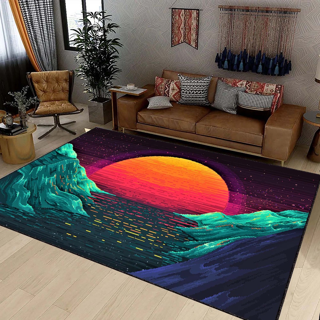 Retro Wave Synthwave Sun Rug, Retrowave, Sunset, Retrowave Sunset ...