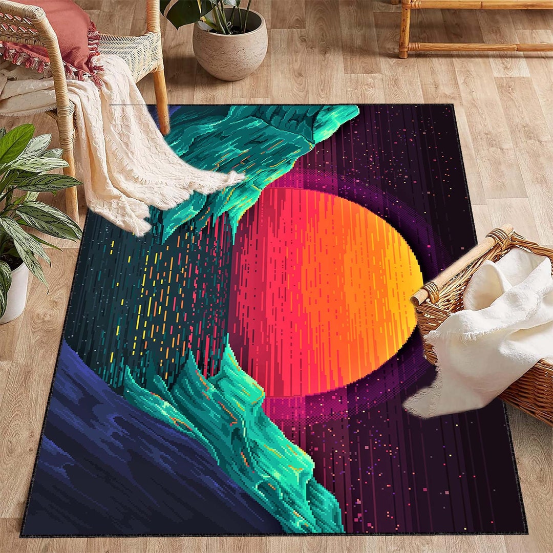 Retro Wave Synthwave Sun Rug Retrowave Sunset Retrowave - Etsy