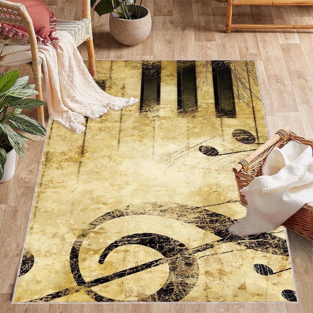 Piano Keys Wall Art Rug, Home Decor, Music Room Rug, Music Art, Treble ...